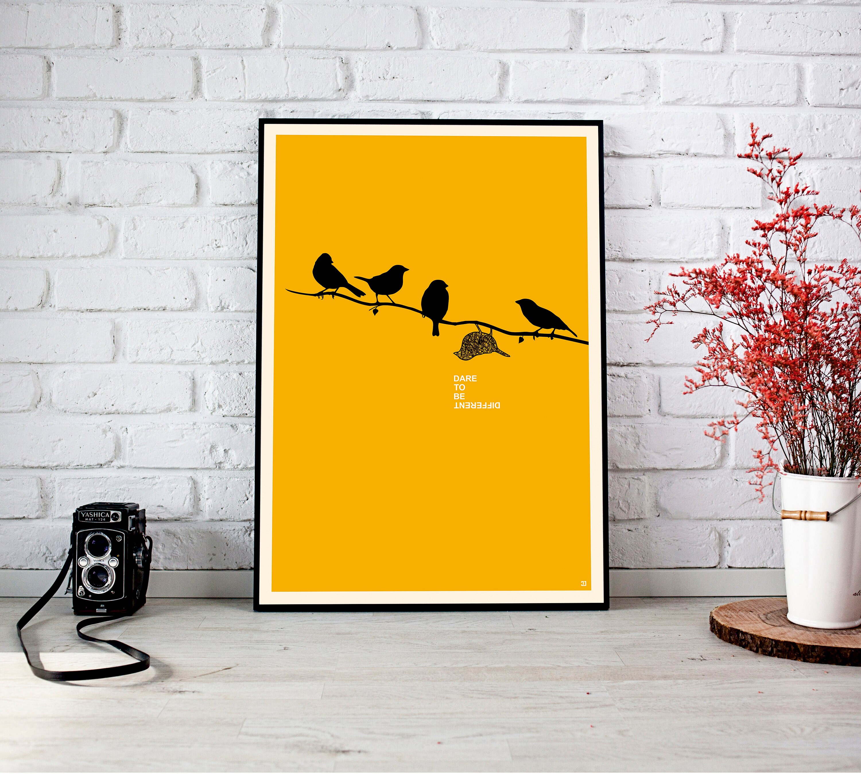 Dare to Be Different Poster, Motivational Minimalist Poster, Bird Wall ...