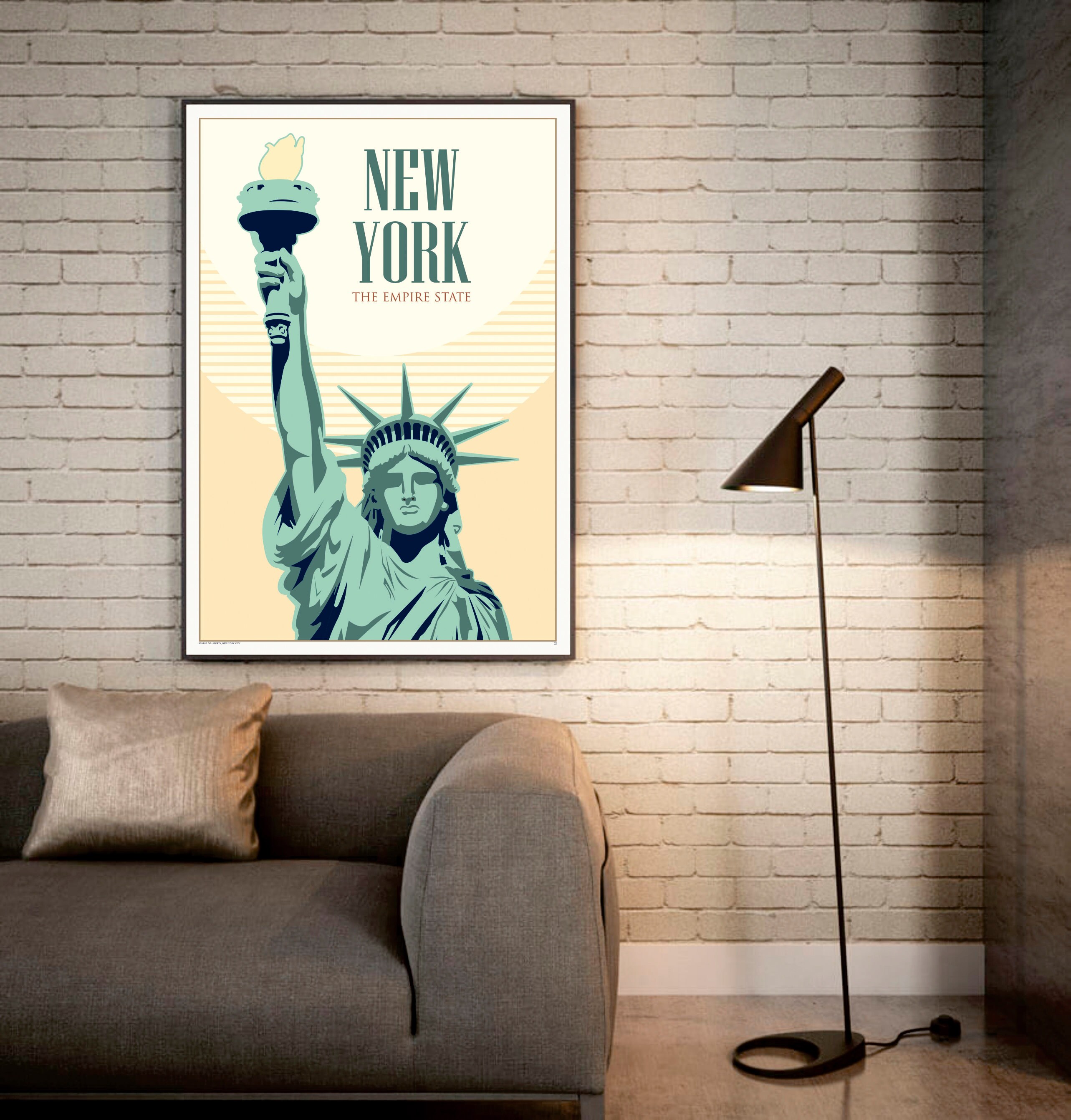 New York Statue Of Liberty poster New York travel poster | Etsy