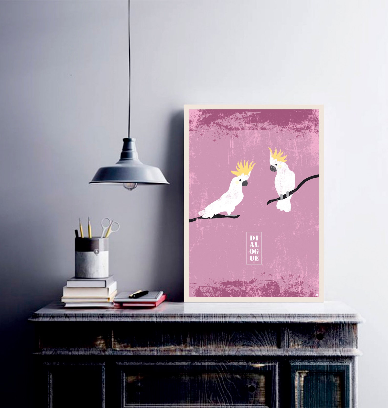 Dialogue Poster, Cockatoo Parrot Wall Art, Parrot Poster, High Quality ...