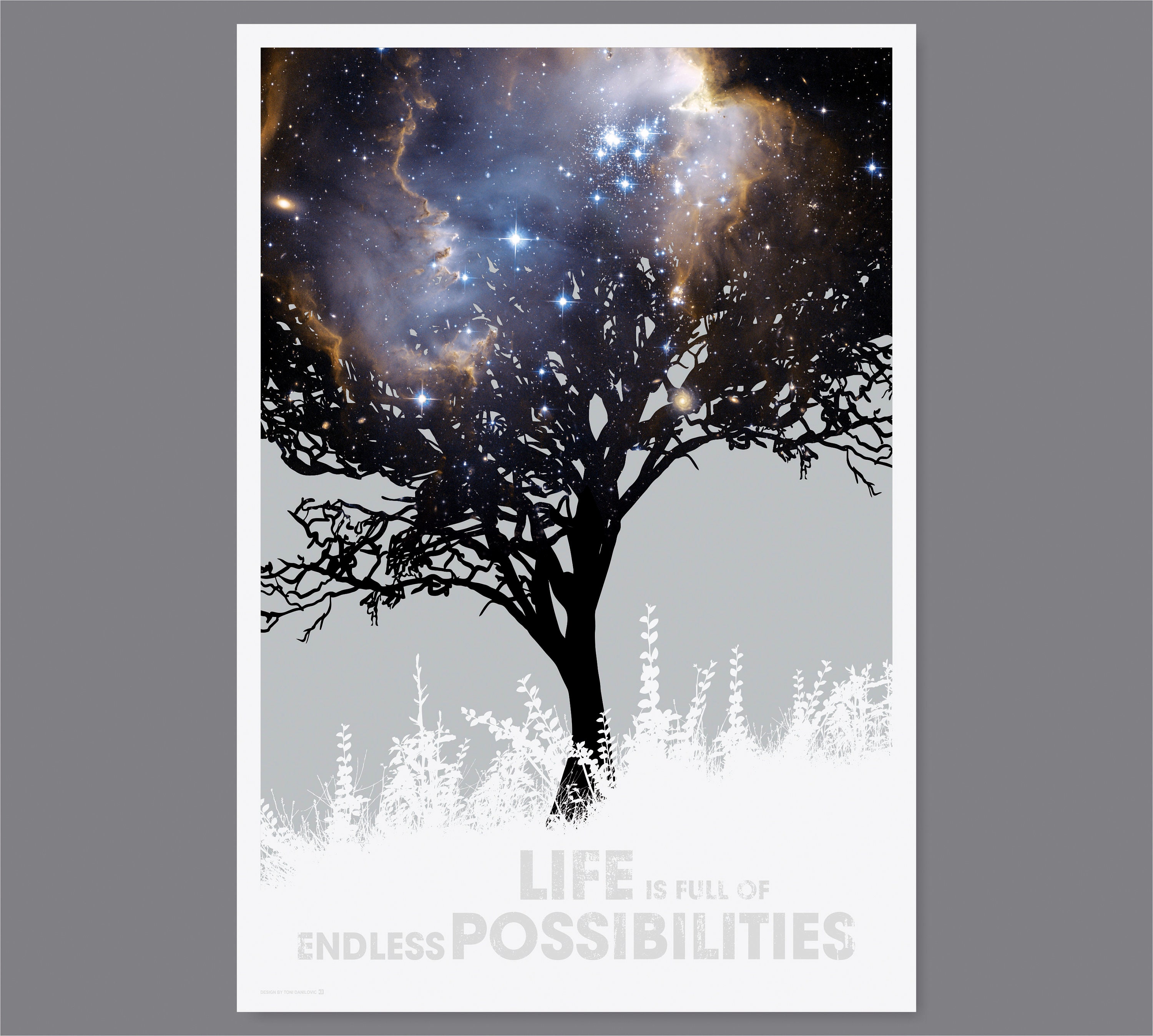 Life Poster, Inspirational Print, Space in Tree Wall Art, Space Wall ...