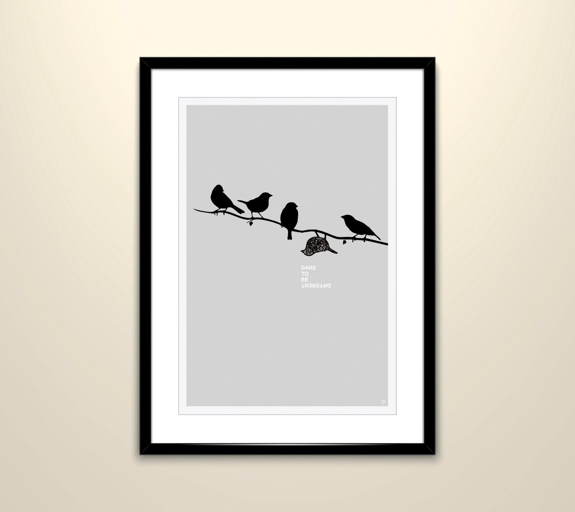 Dare to Be Different Poster, Motivational Minimalist Poster, Bird Wall ...