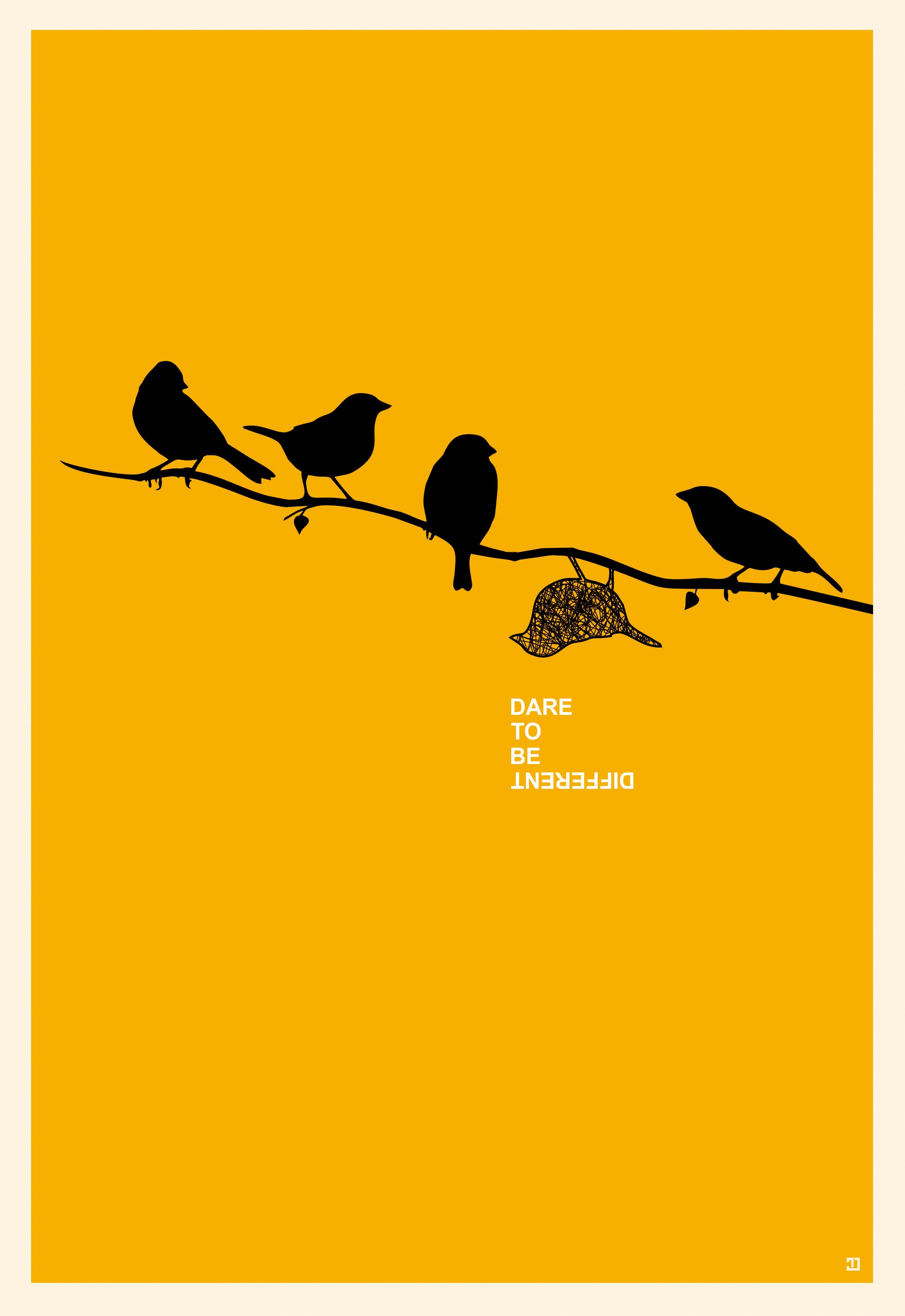 Dare to Be Different Poster, Motivational Minimalist Poster, Bird Wall ...