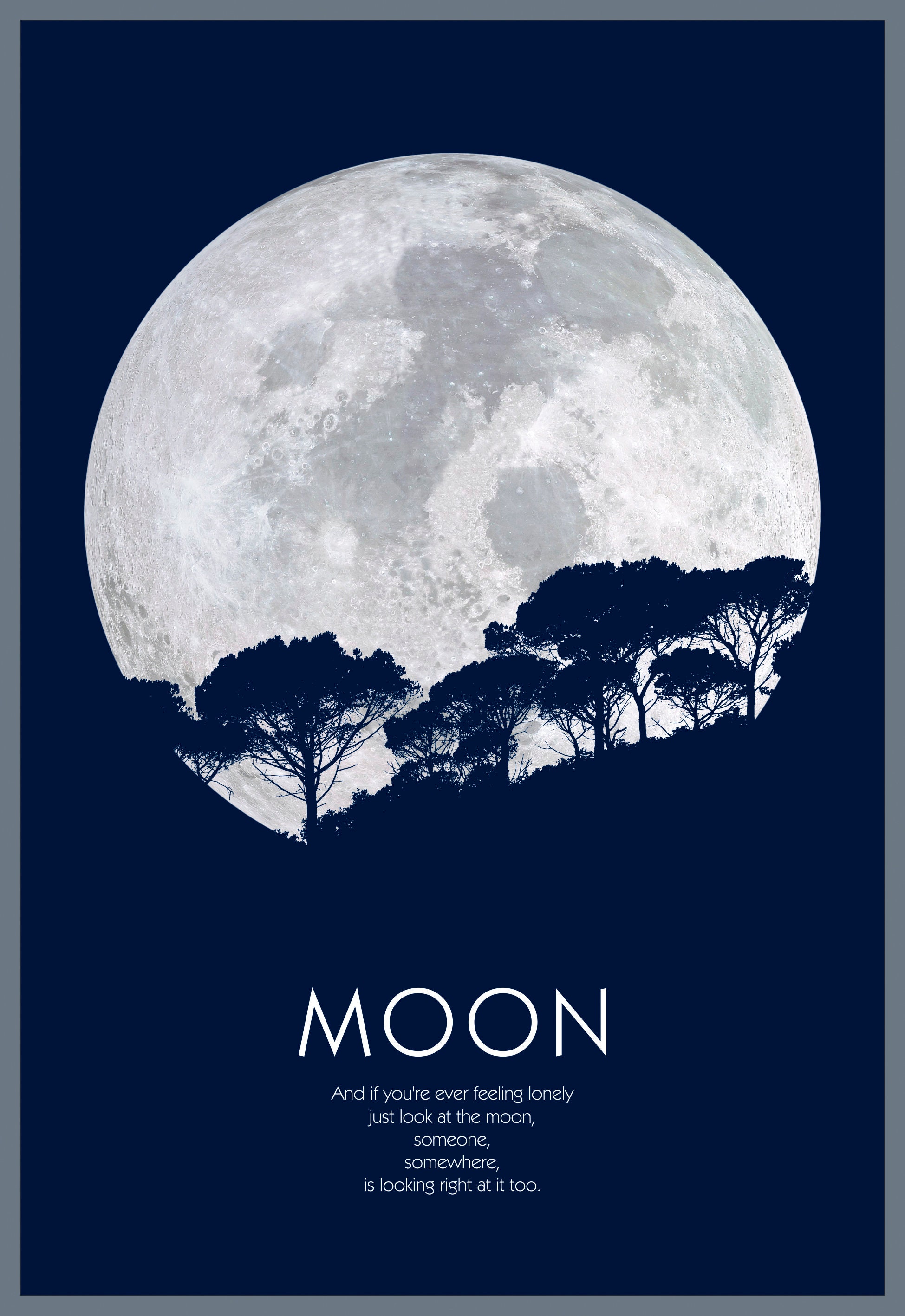 Moon Poster Full Moon Wall Art Moon Print Nature Poster - Etsy
