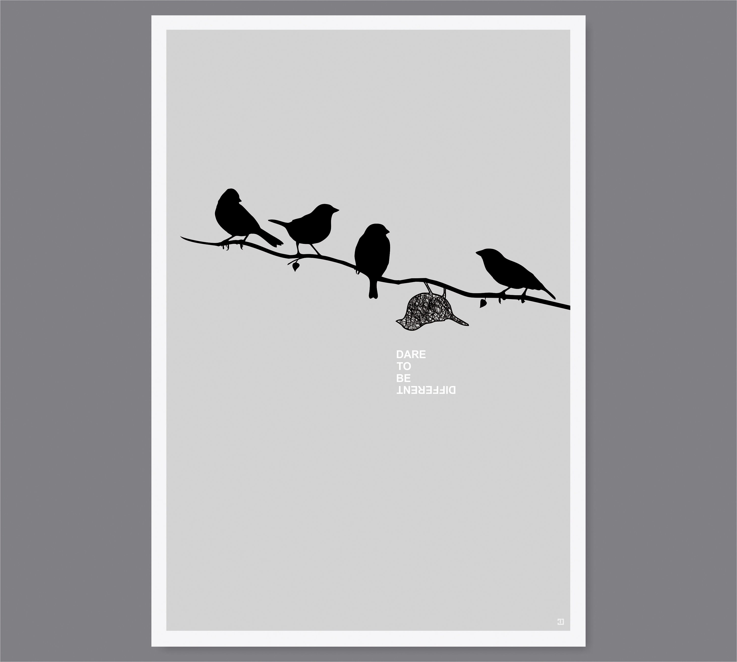 Dare to Be Different Poster, Motivational Minimalist Poster, Bird Wall ...