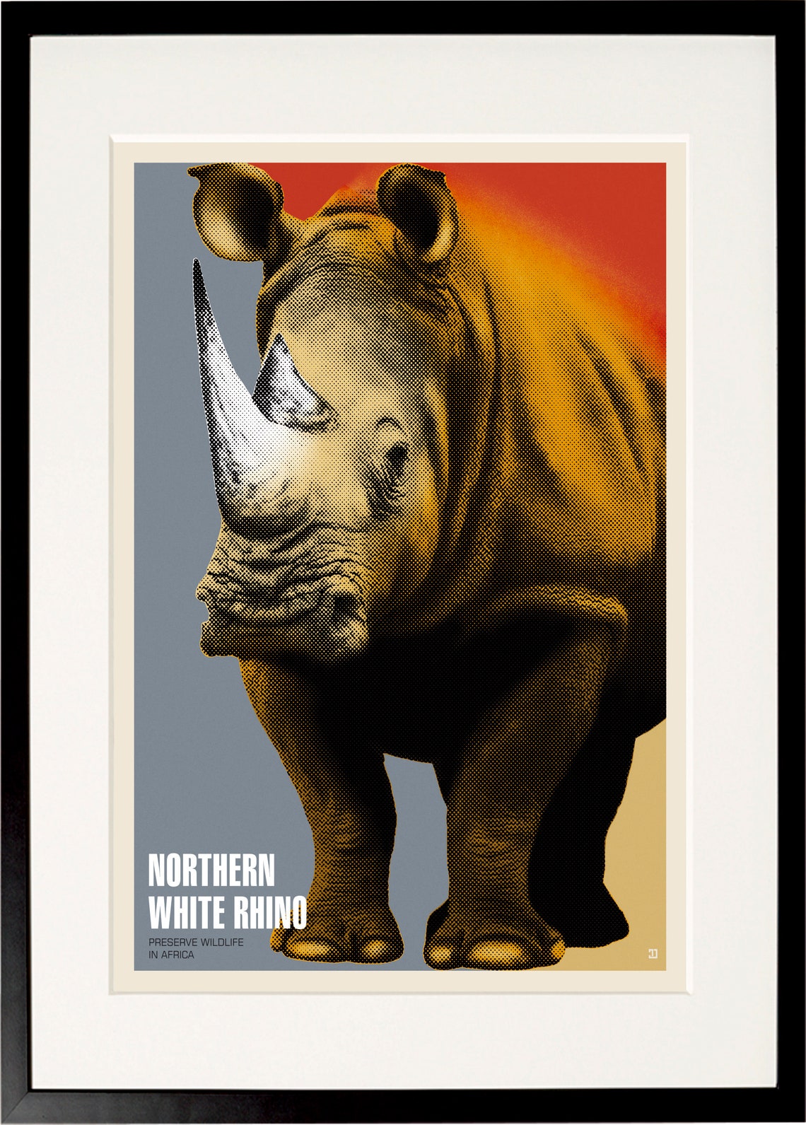 Rhino Poster, Rhino Print, White Rhino Poster, Rhino Wall Art, African ...