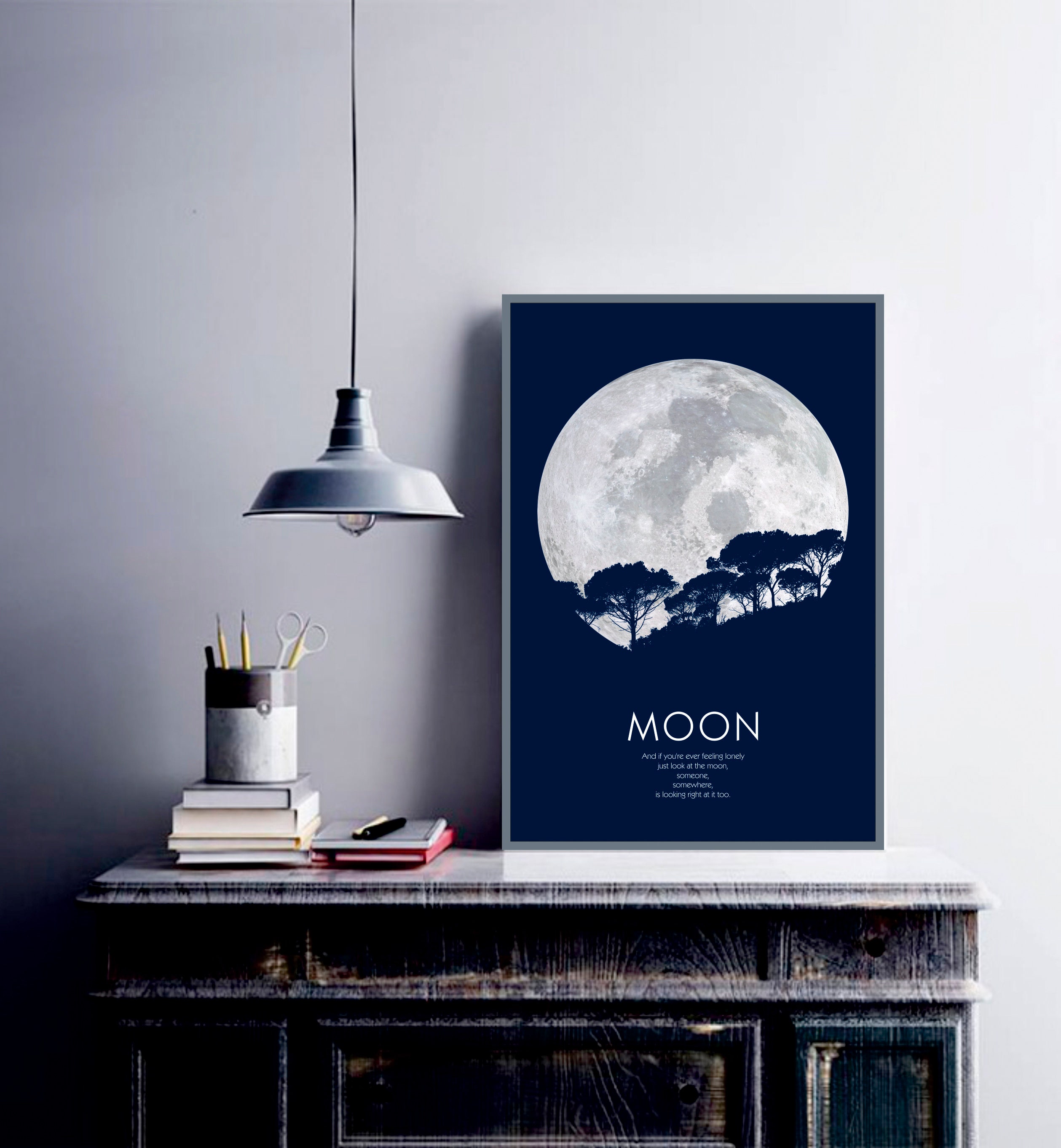 Moon Poster, Full Moon Wall Art, Moon Print, Nature Poster, Big Moon ...