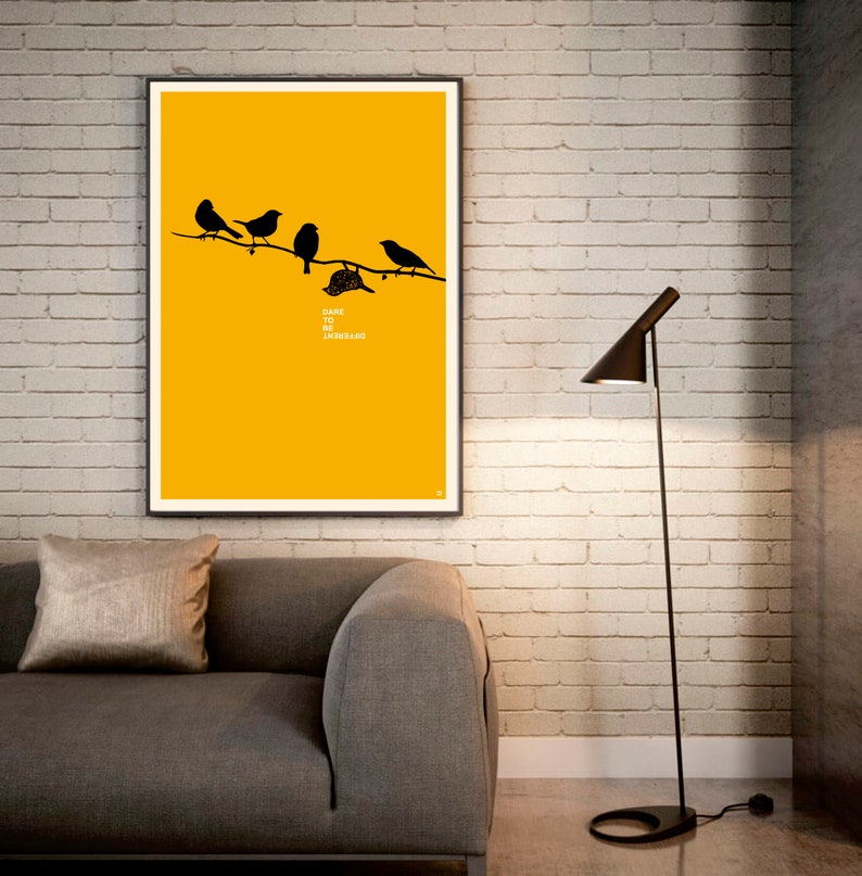 Dare to Be Different Poster, Motivational Minimalist Poster, Bird Wall ...