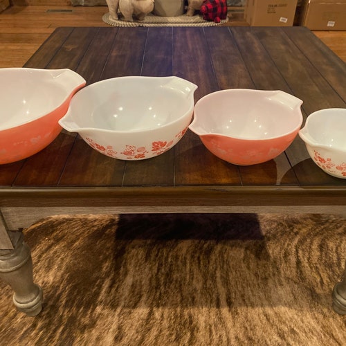 Vintage Pyrex Pink Dinnerware Set Wide Stripe Pink Restaurant - Etsy