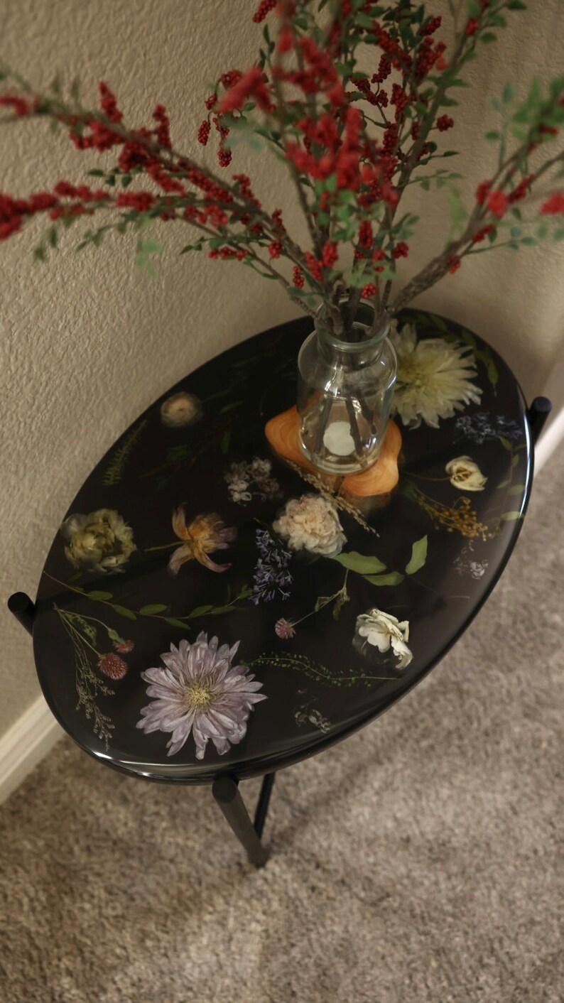 Epoxy Resin Table With Flowers - Etsy