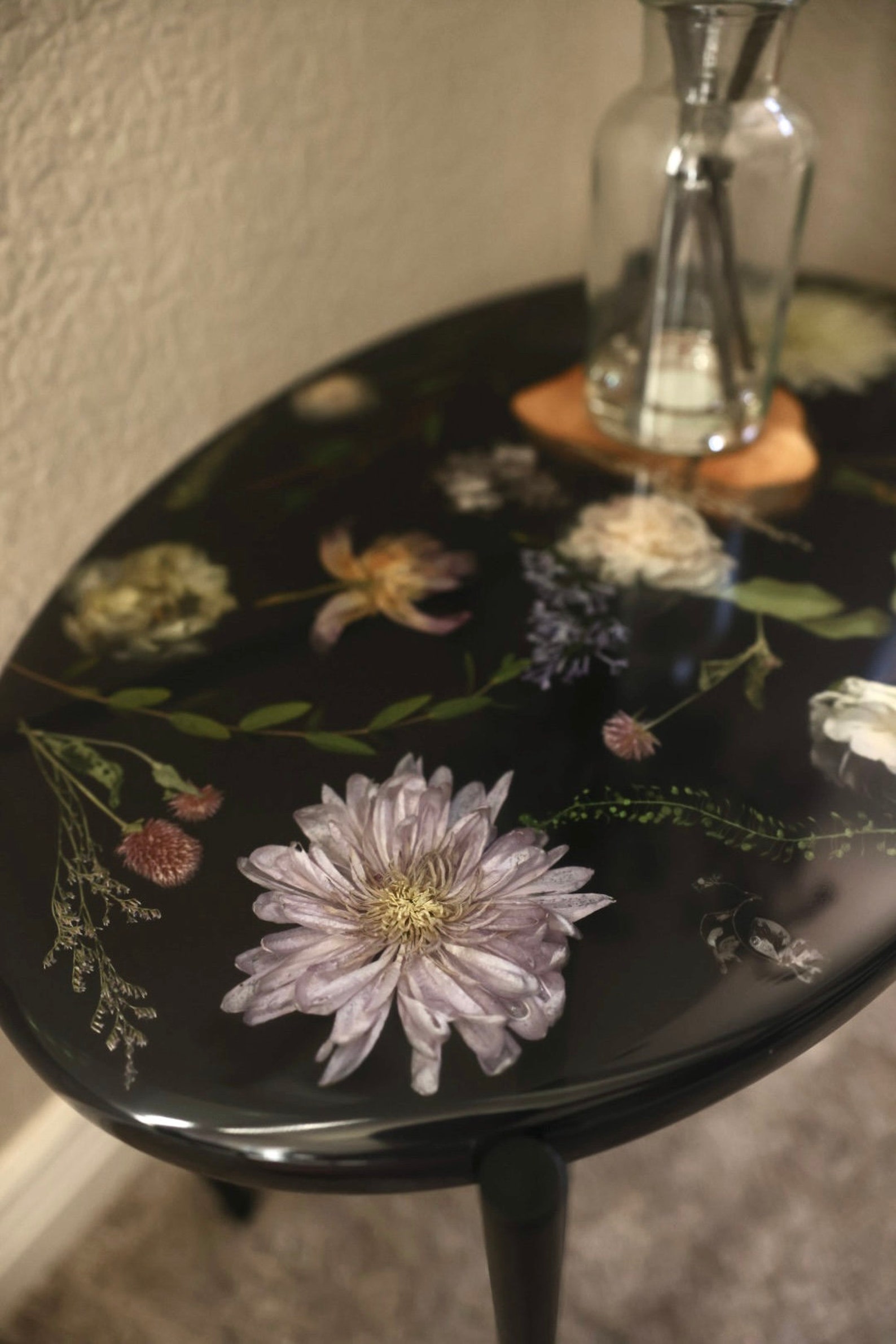 Epoxy Resin Table With Flowers - Etsy
