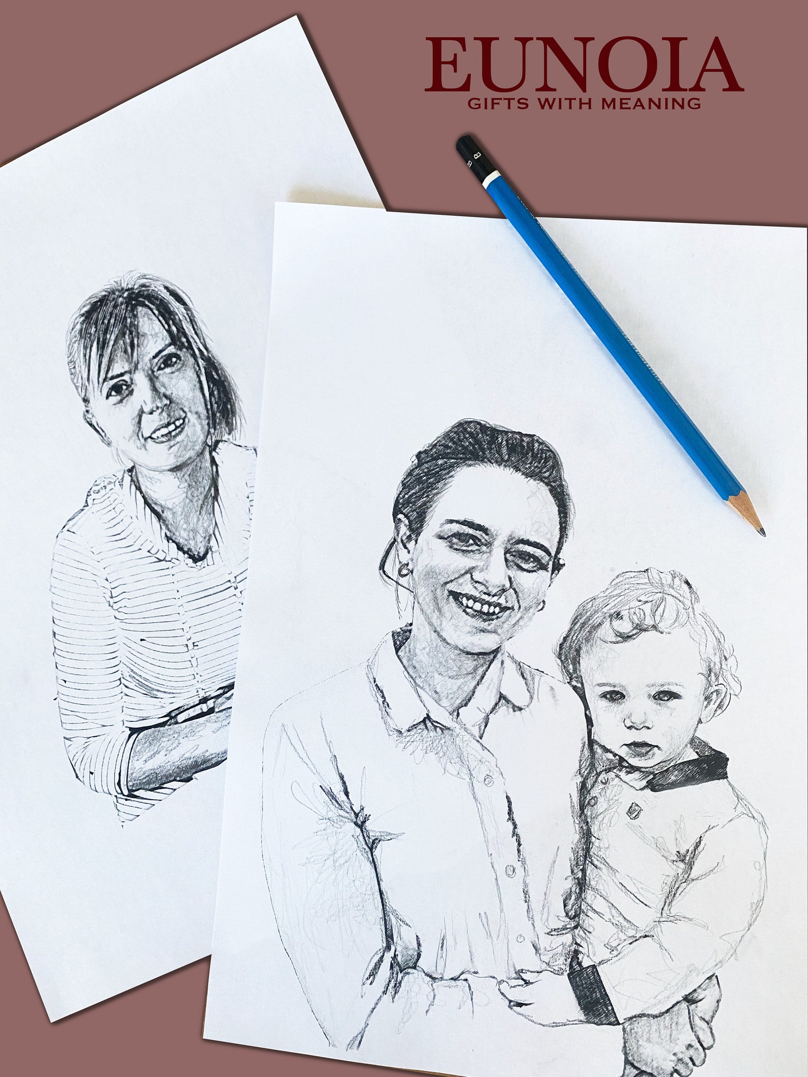 Fathers Day Portrait Graphite Personalized - Etsy