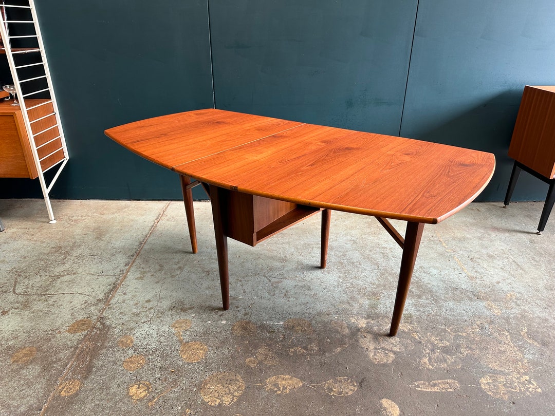 Mid-century Teak Gate-leg Dining Table - Etsy UK