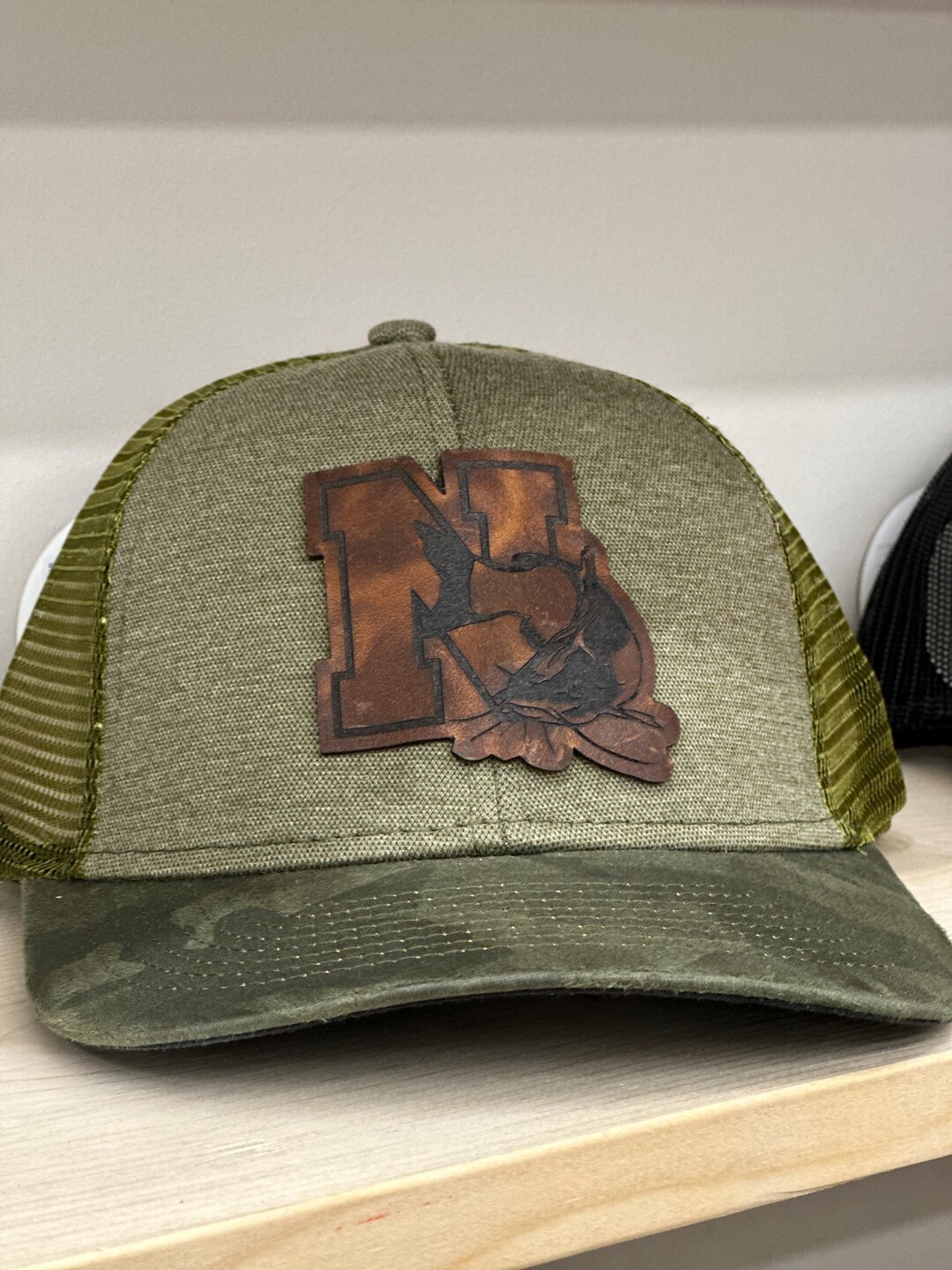 Nebraska Catfish Fishing State Leather Patch Camo Hat - Fisherman Gift ...