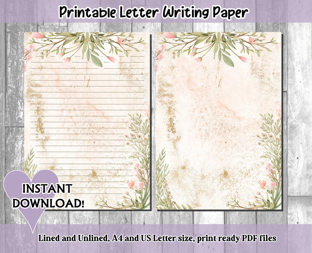 Printable Letter Writing Paper Printable Stationery Lined - Etsy Canada