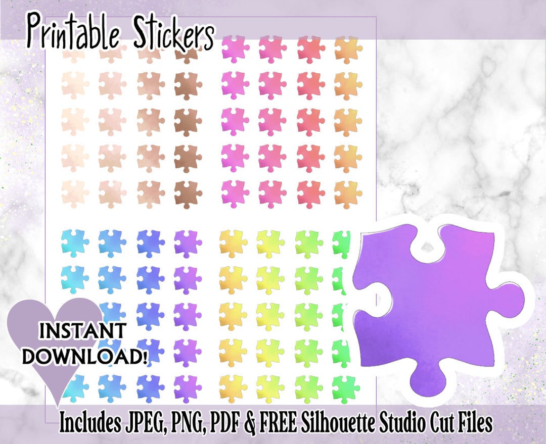 Decorative Puzzle Stickers, Printable Stickers for Planner, Journal ...