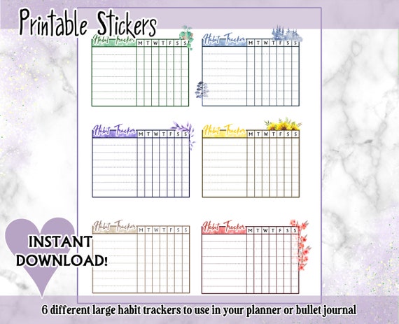 Printable Habit Tracker Stickers Large Weekly Habit Trackers - Etsy