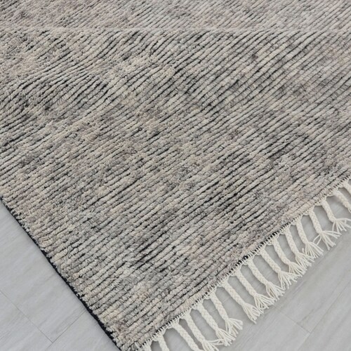 Ivory Grey Wool Rug Moroccan Beni Ourain Berber Hand Knotted - Etsy
