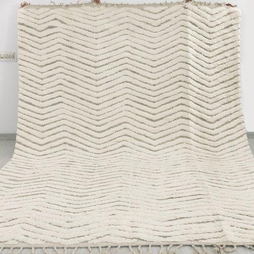 Ivory Grey Wool Rug Moroccan Beni Ourain Berber Hand Knotted - Etsy