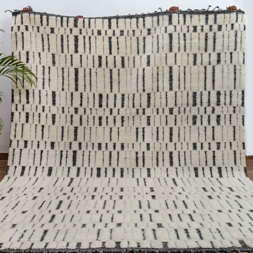 Ivory Grey Wool Rug Moroccan Beni Ourain Berber Hand Knotted - Etsy