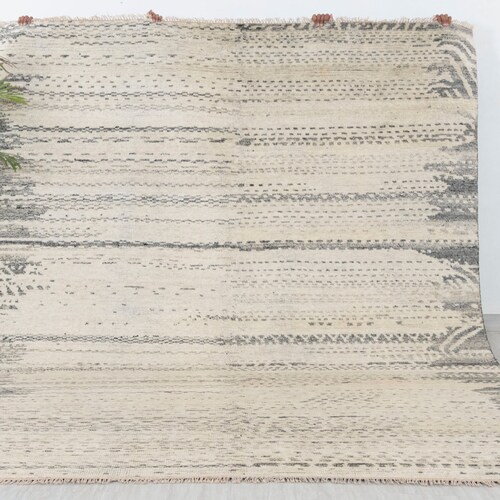 Ivory Grey Wool Rug Moroccan Beni Ourain Berber Hand Knotted - Etsy