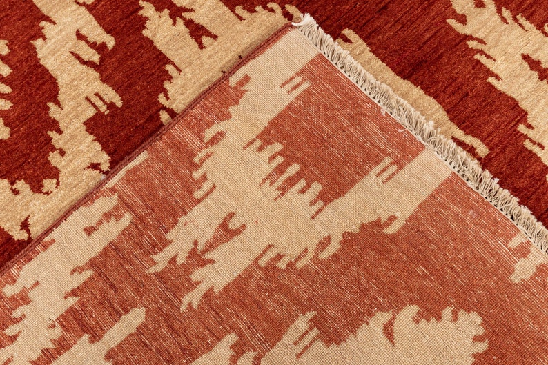 8x10 Area Rug Red Wool Ikat Design Hand Knotted Rug 423 | Etsy