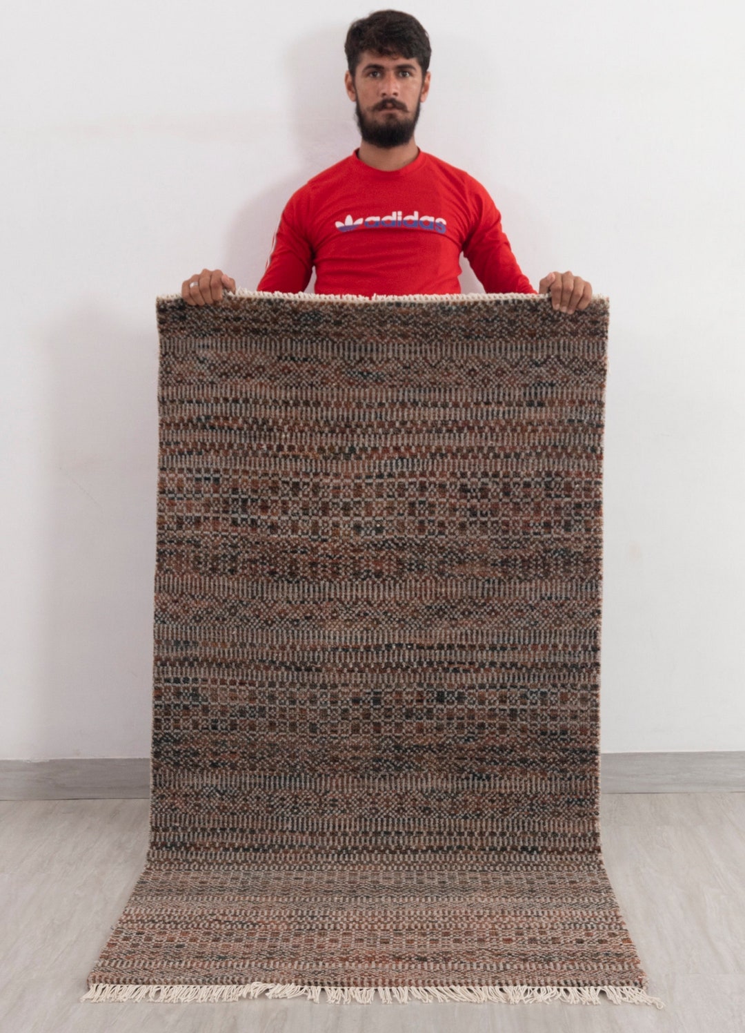 3x6 Rug Modern Geometric Design Rug Handmade Wool Rug 436-A 90x150 Cms ...