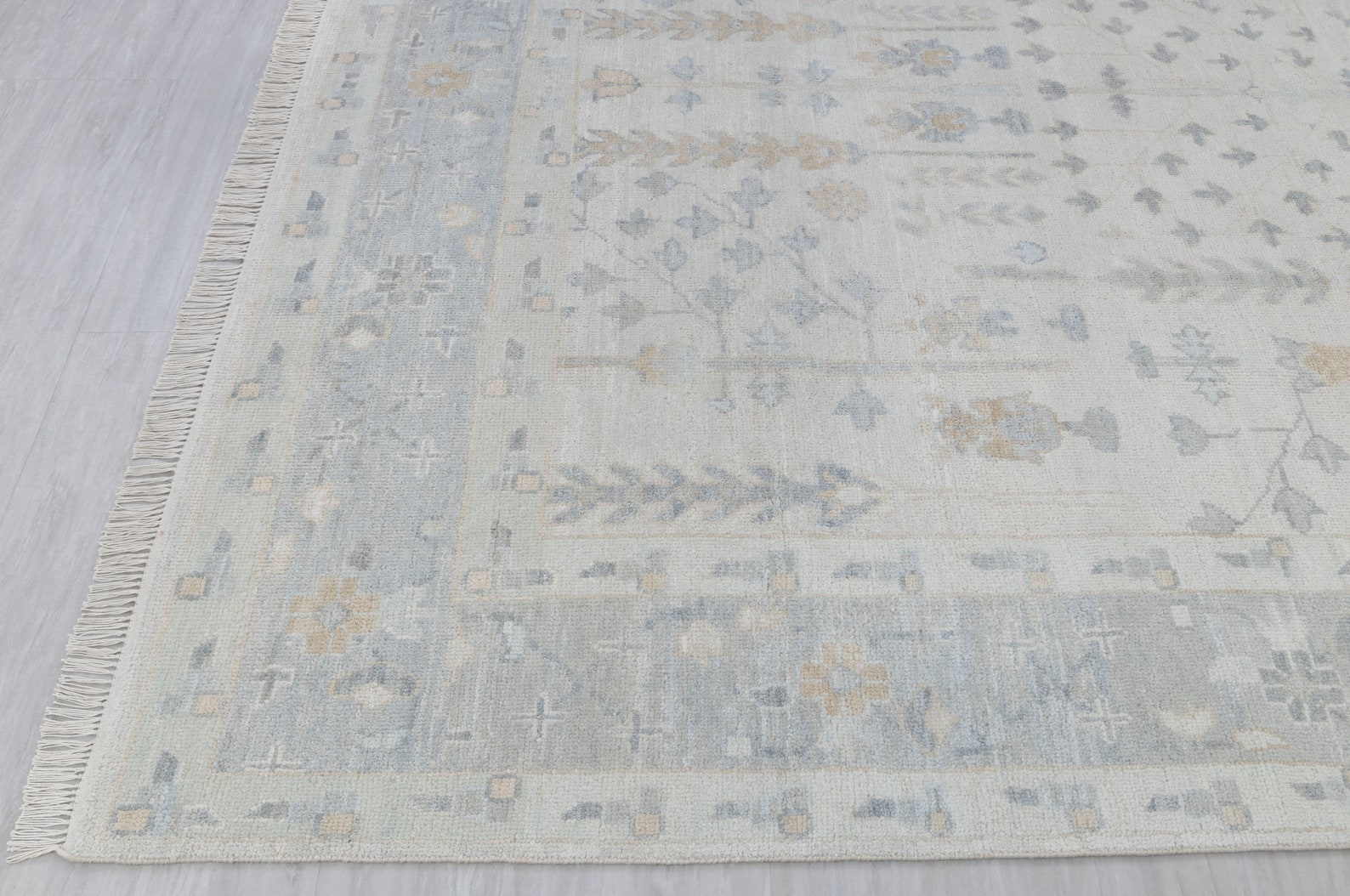 Soft Grey Pine Tree of Life Rug Modern Oushak Rug Premium Wool Hand ...