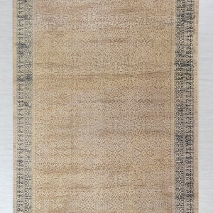 Beige Black Rug Modern Handmade Floral Area Rug Pure Wool & - Etsy