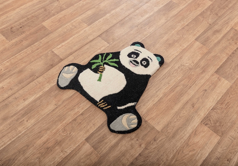 Panda Wool Rug for Kids Handmade in Soft Wool Size 2x2ft. - Etsy UK