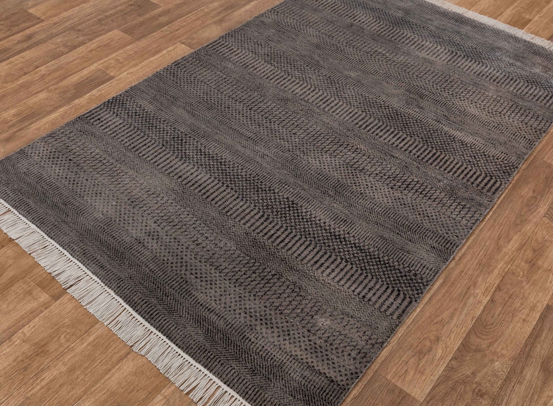 4x6 Indo Savannah Teppich Modern Style Handgemachter Wollseide Weicher ...