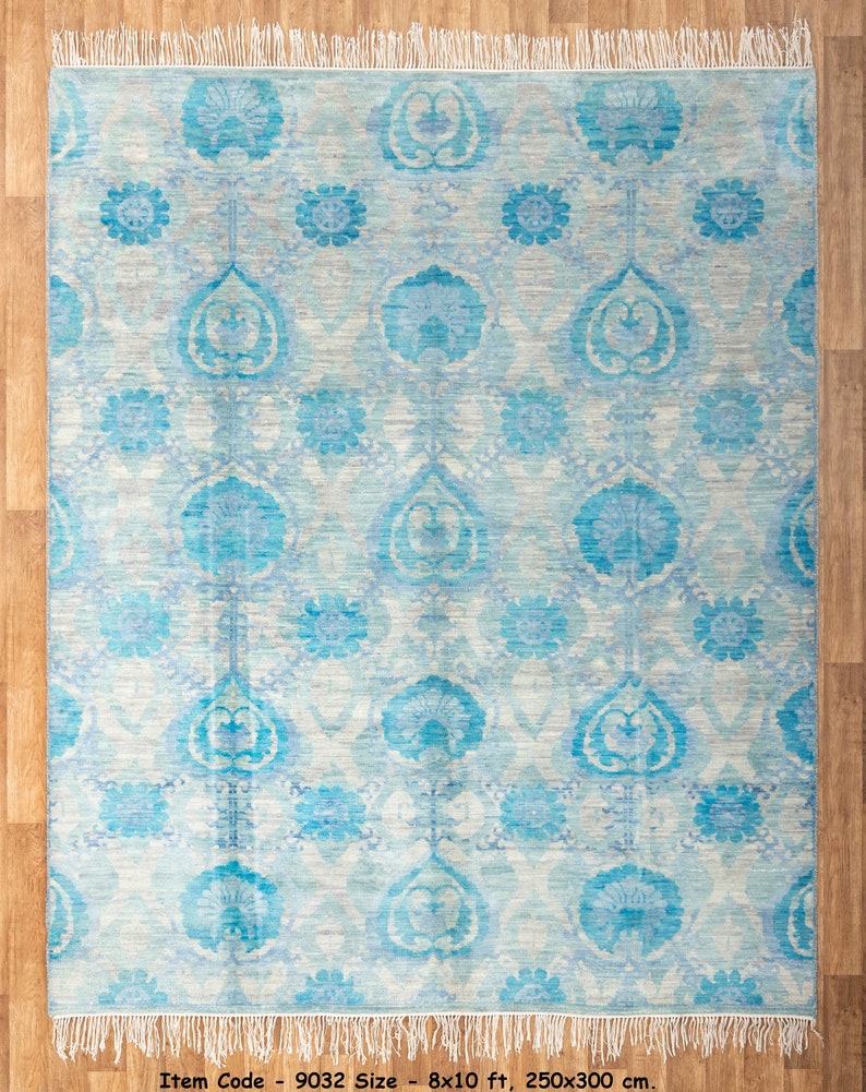 8x10 Rug Handmade Soft Wool Rug Color Aqua Blue 100% WOOL Rug - Etsy