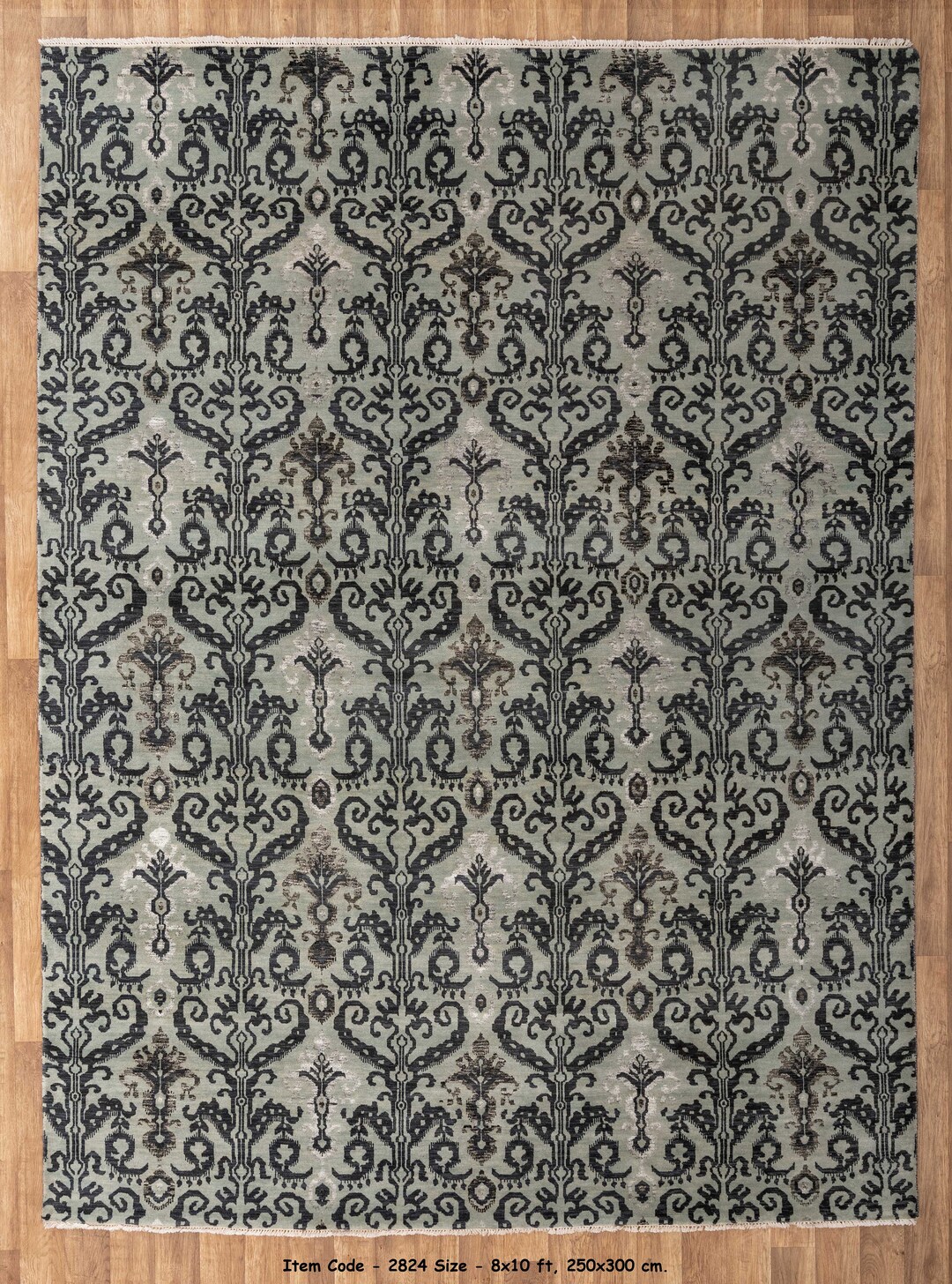 8x10 Green Modern Wool Ikat Design Modern Style Handknotted Rug Free ...