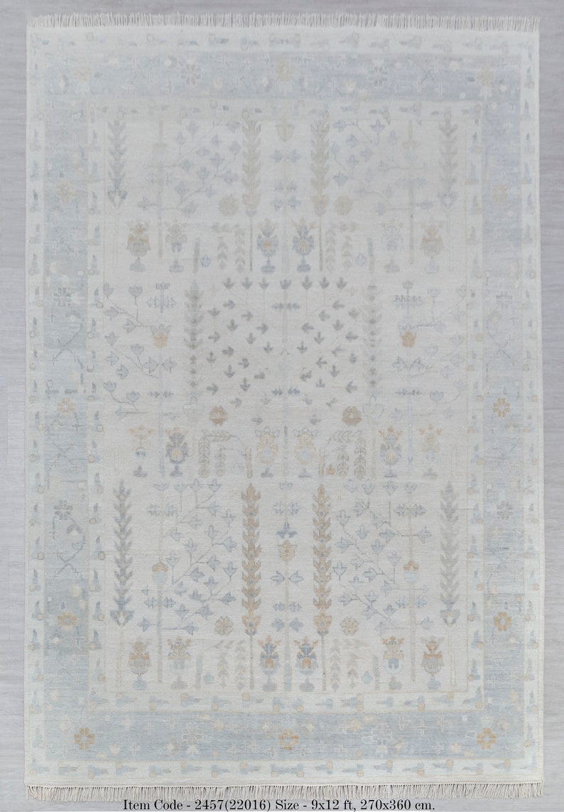 Soft Grey Pine Tree of Life Rug Modern Oushak Rug Premium Wool - Etsy