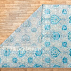8x10 Rug Handmade Soft Wool Rug Color Aqua Blue 100% WOOL Rug #9032 ...