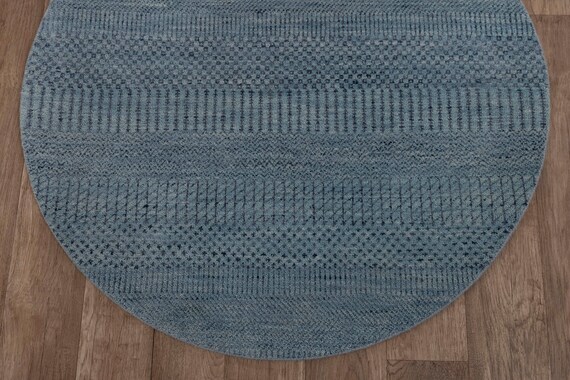 3x3 Savannah Round Blue Area Wool Rug 3 Foot Round Handmade | Etsy