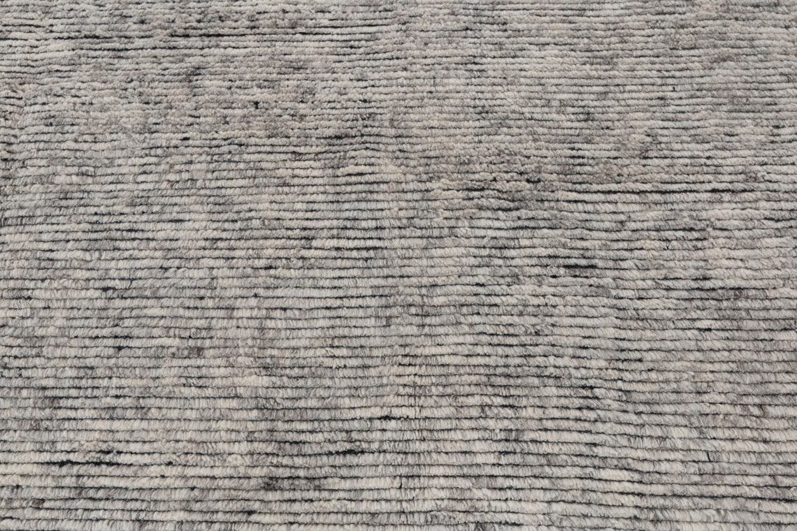 Ivory Grey Charcoal Moroccan Ribbed Rug Beni Ourain Berber - Etsy