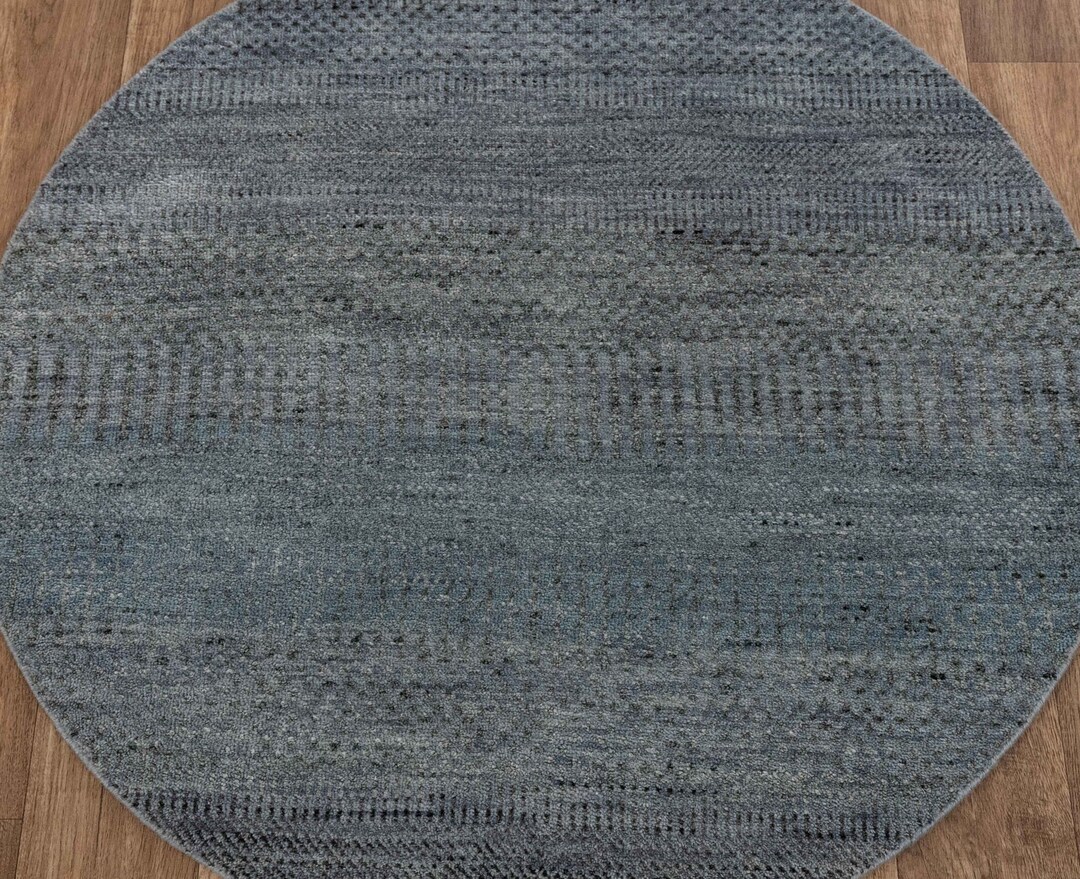 3x3 Savannah Round Blue Grey Area Wool Rug , 3 Foot Round Handmade ...