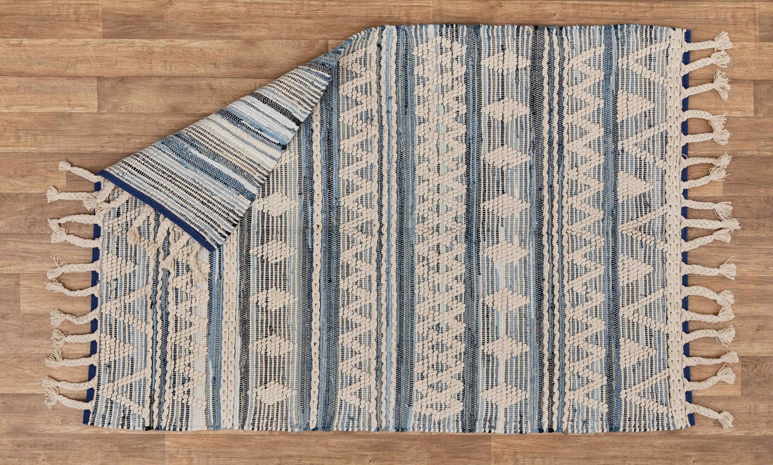 Handwoven Blue White Cotton Denim Area Rug Moroccan Bohemian | Etsy