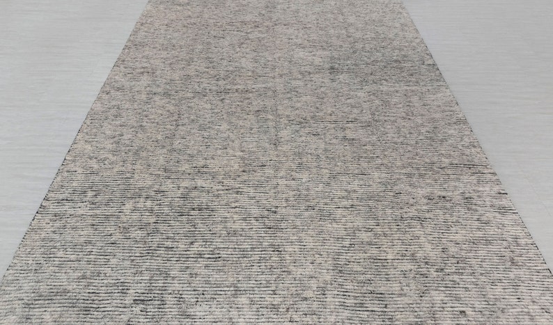 Ivory Grey Charcoal Moroccan Ribbed Rug Beni Ourain Berber Shag Boho ...