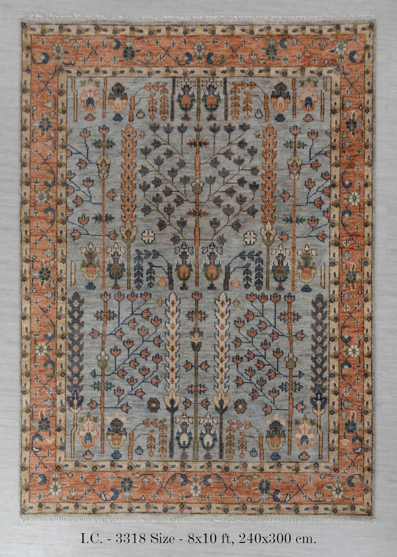 Classic Persian Tree of Life Modern Designer Soft Oushak - Etsy