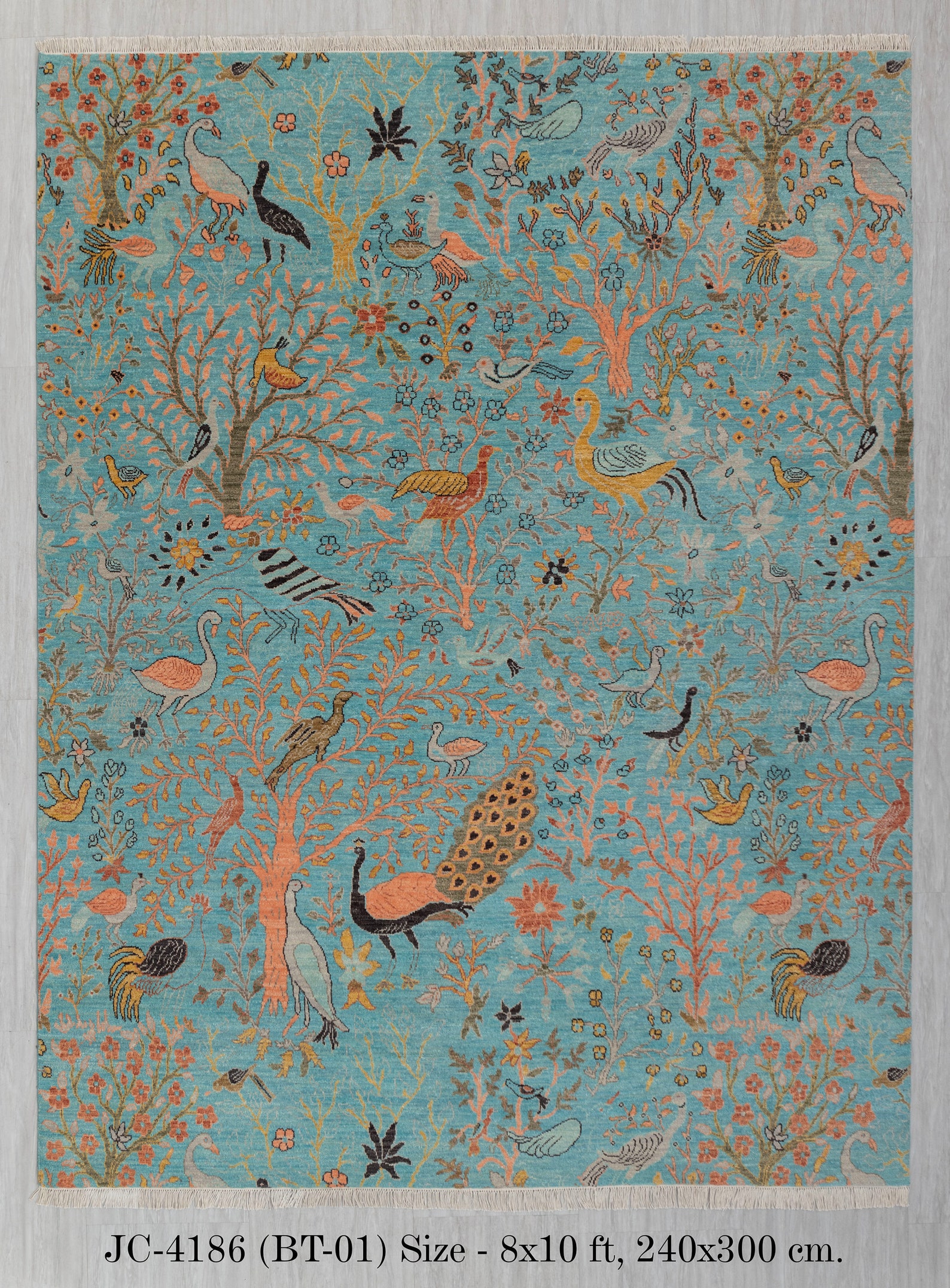 8x10 Turquoise Blue Colorful Birds Garden High Quality Hand Knotted ...