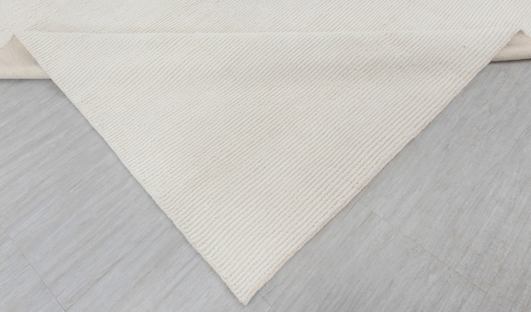 Ivory Moroccan Ribbed Rug Beni Ourain Berber Shag Boho Hand Knotted ...