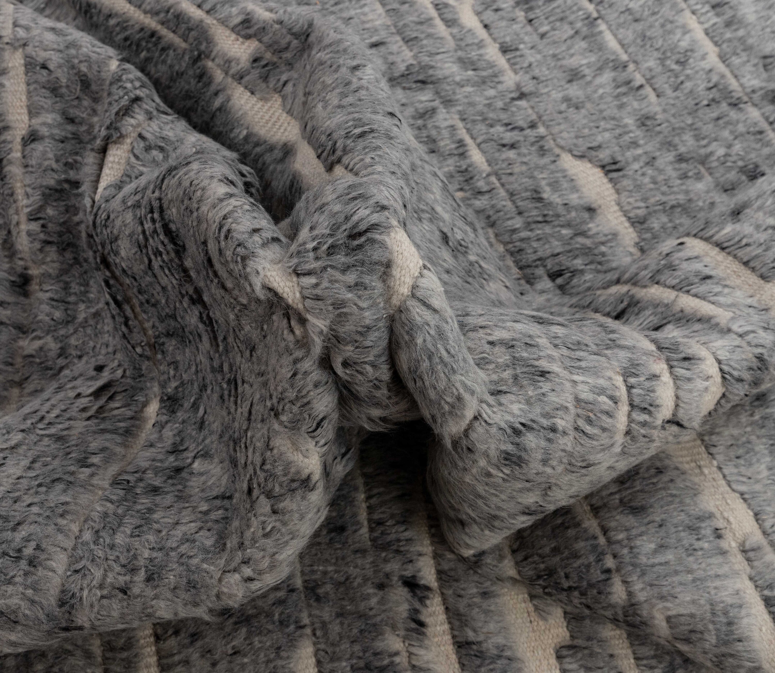 Grey Ivory Soft Wool Shag Thick Pile Hand Knotted Boho | Etsy