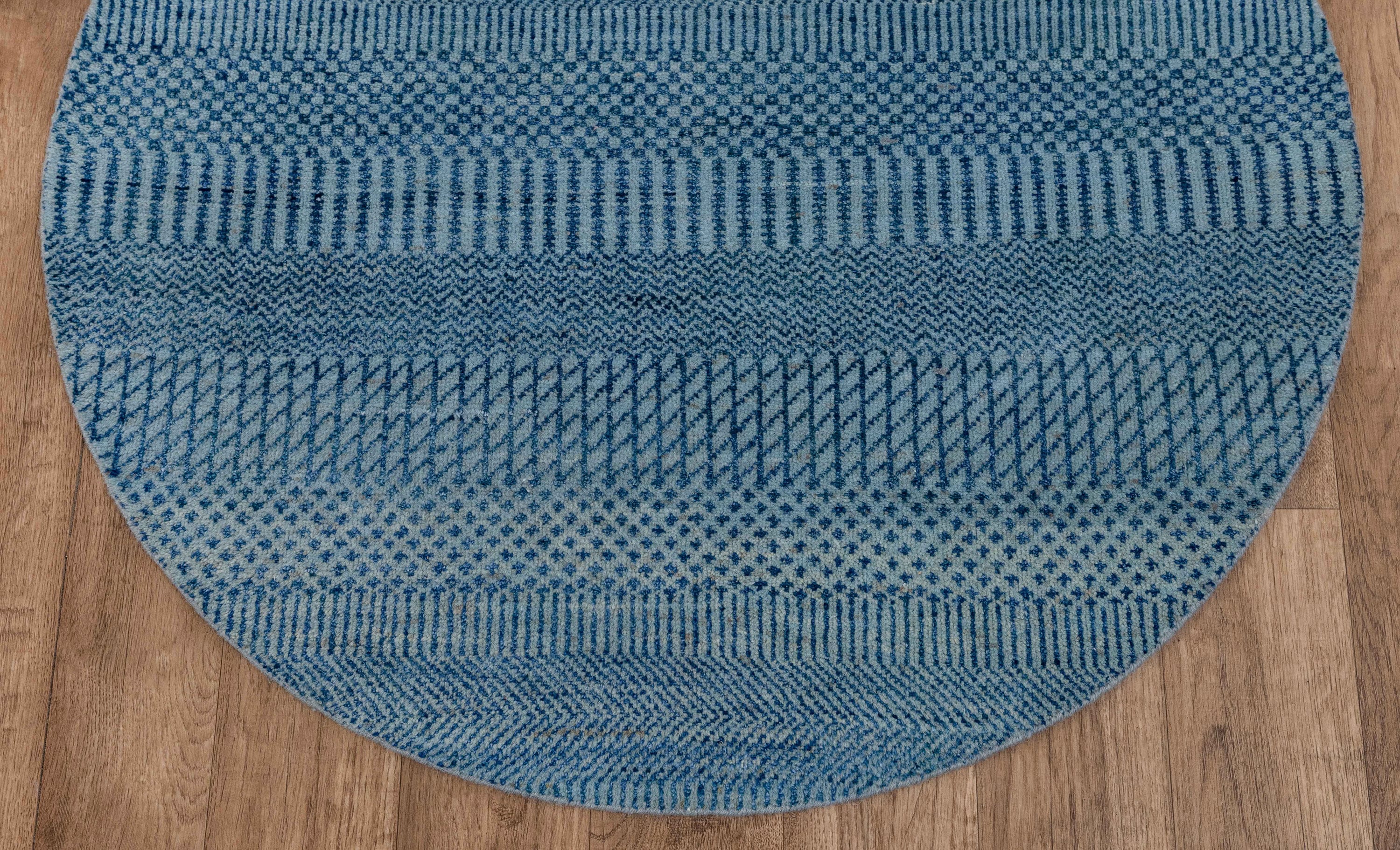 3x3 Savannah Round Blue Area Wool Rug 3 Foot Round Handmade - Etsy