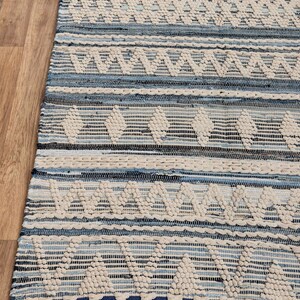 Handwoven Blue White Cotton Denim Area Rug Moroccan Bohemian Rugs ...