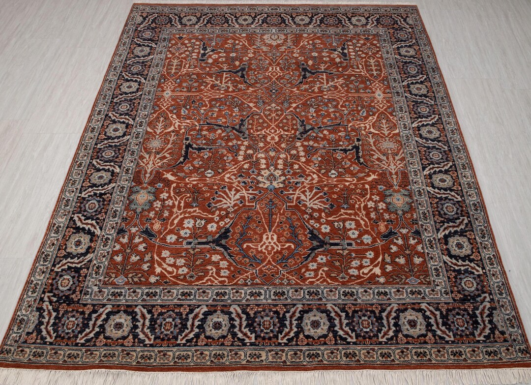 8x10 Classic Persian Bidjar Red Navy Blue High Quality Hand Knotted Soft Wool Rug - Etsy