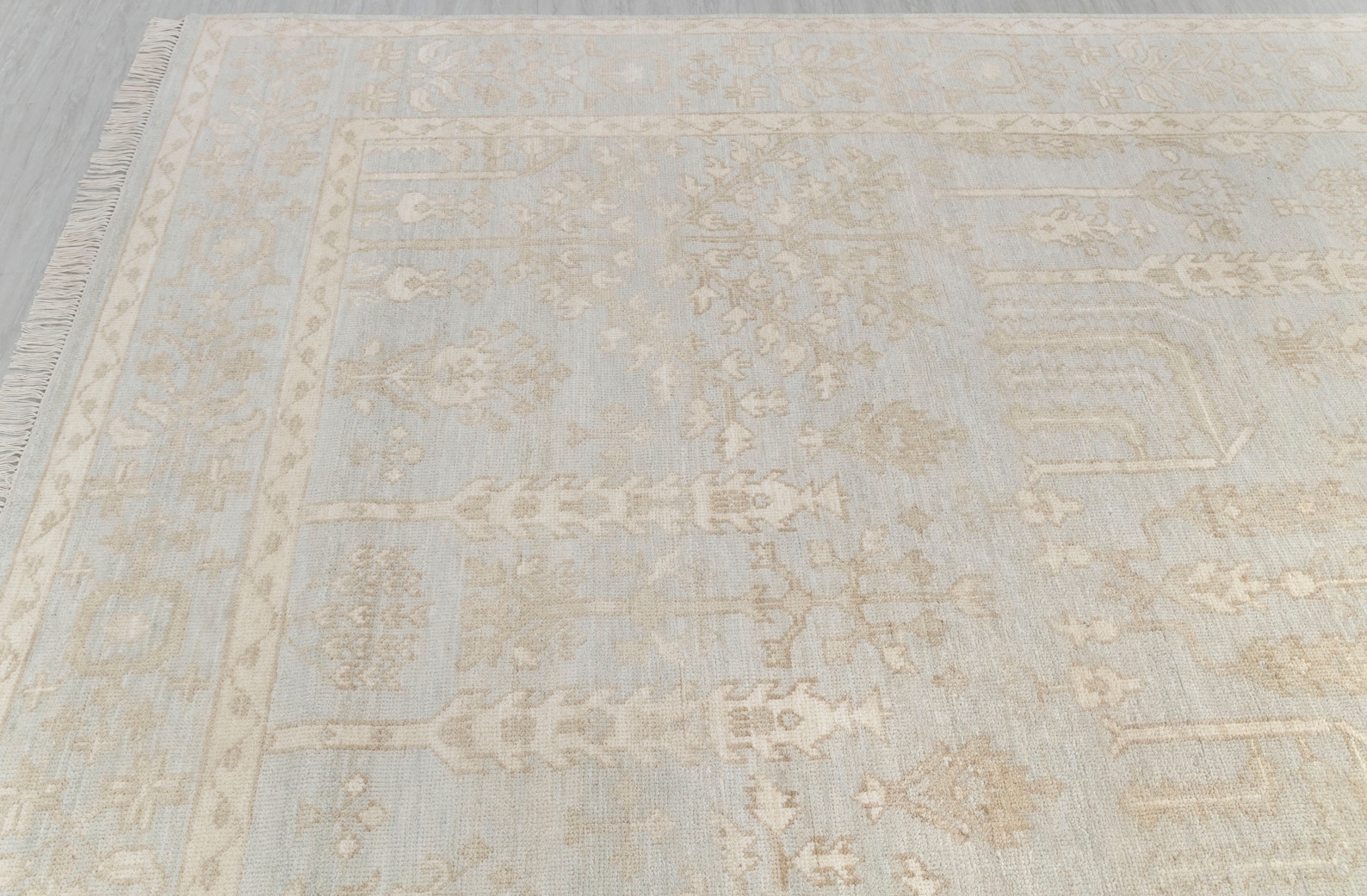 Grey Cream Muted Look Garden Pine Tree of Life Rug Modern Oushak Rug ...