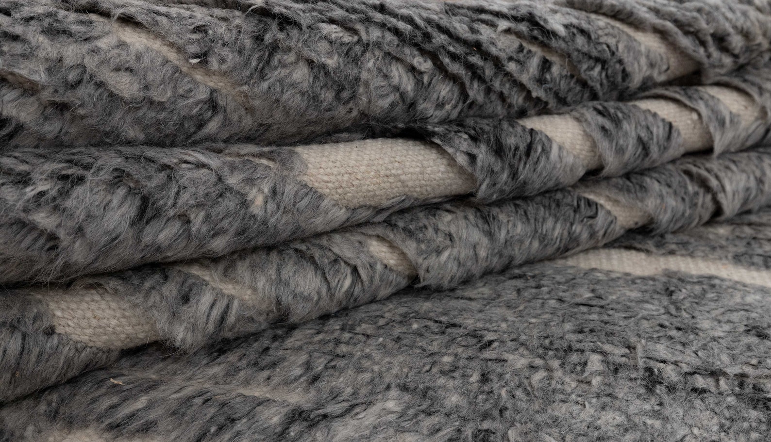 Grey Ivory Soft Wool Shag Thick Pile Hand Knotted Boho - Etsy