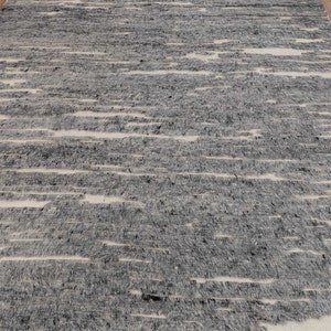 Grey Ivory Soft Wool Shag Thick Pile Hand Knotted Boho Moroccan, Beni ...