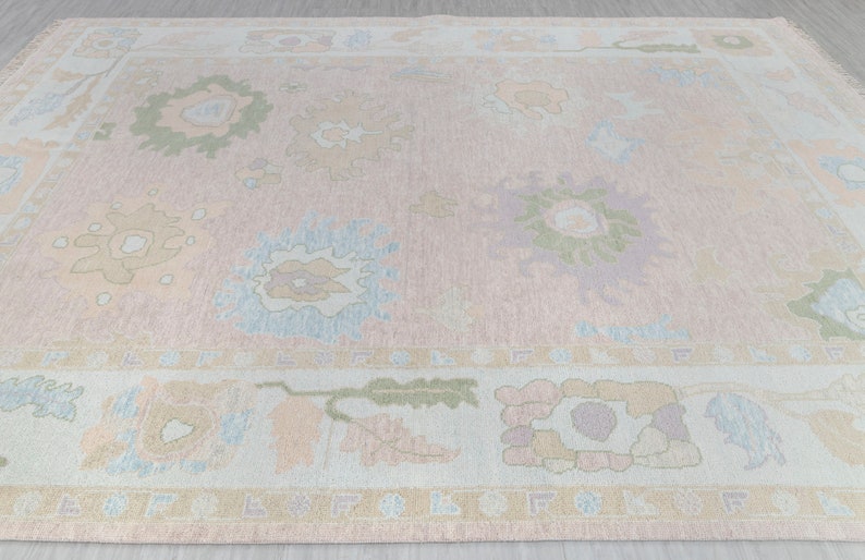 Light Pink Light Blue Muted Modern Oushak Rug Premium Wool - Etsy